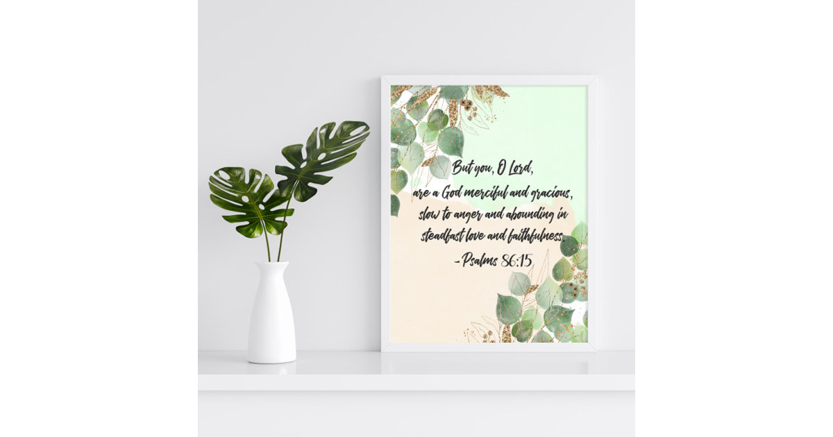 Bible verse Psalm Gold Green scripture poster | Zazzle
