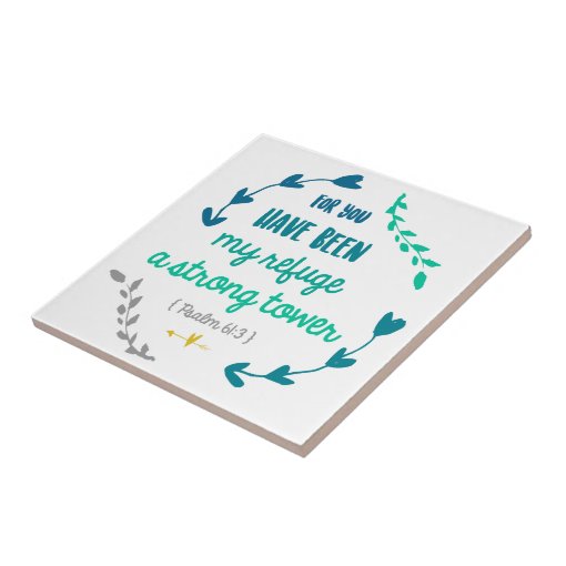 Bible Verse Psalms Christian Faith Quote Wreath Ceramic Tile | Zazzle
