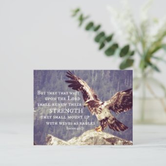 Bible Verse: Renew Strength, Wings as Eagles Postcard | Zazzle