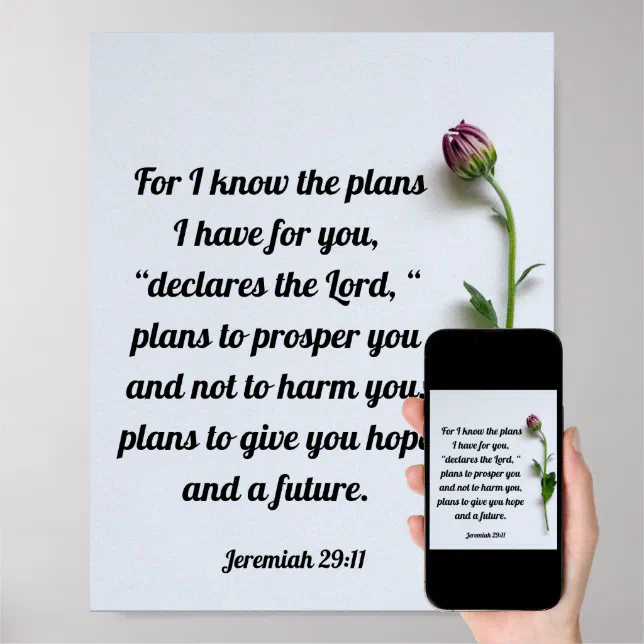 Bible Verse Scripture Jeremiah 29:11 Wall Poster | Zazzle