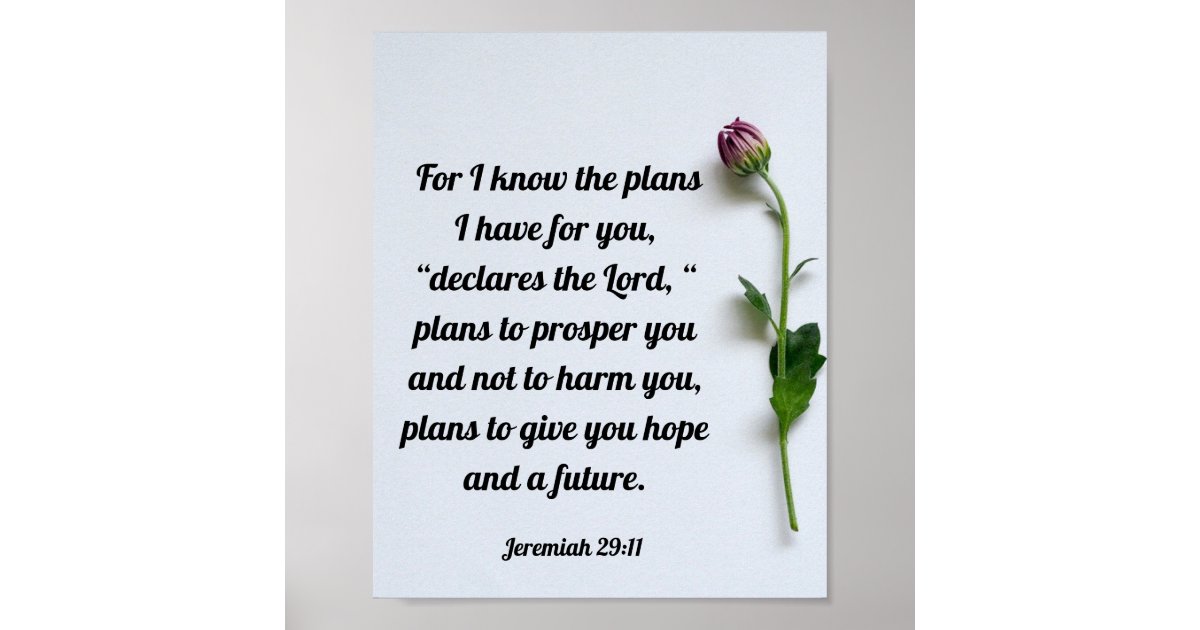 Bible Verse Scripture Jeremiah 29:11 Wall Poster | Zazzle