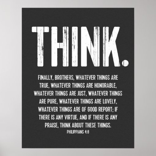 Bible Verse, Scripture Philippians 4:8 Modern Poster | Zazzle