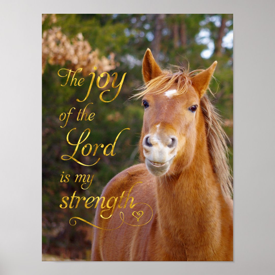 Bible Verse Smiling Chestnut Horse Poster | Zazzle