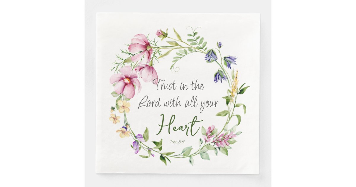 Bible Verse Trust in the Lord with Botanical Theme Paper Dinner Napkins ...