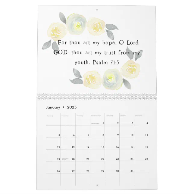 Bible Verse Watercolor Art Calendar KJV | Zazzle