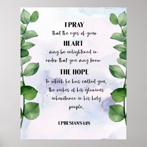 Bible verse watercolor eucalyptus scripture poster | Zazzle