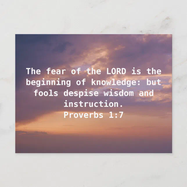 Bible Verses Wisdom Quote Saying Proverbs 1:7 Postcard | Zazzle