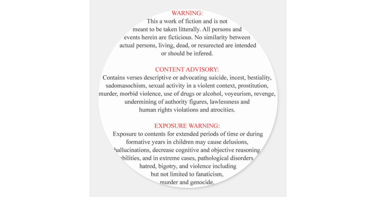 Bible Warning Label | Zazzle