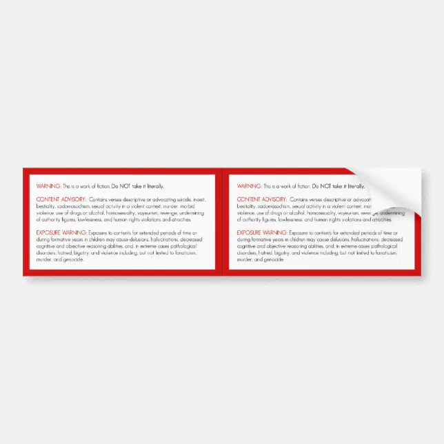 Bible Warning Sticker | Zazzle