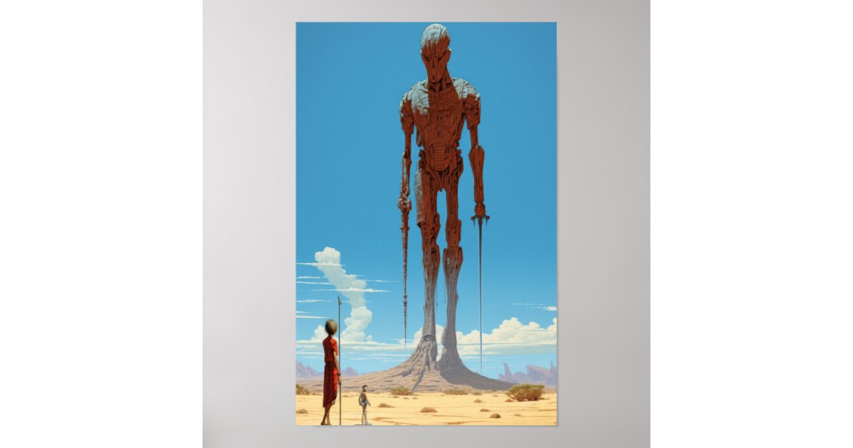 Biblical David and Goliath Moebius Illustration Po Poster | Zazzle