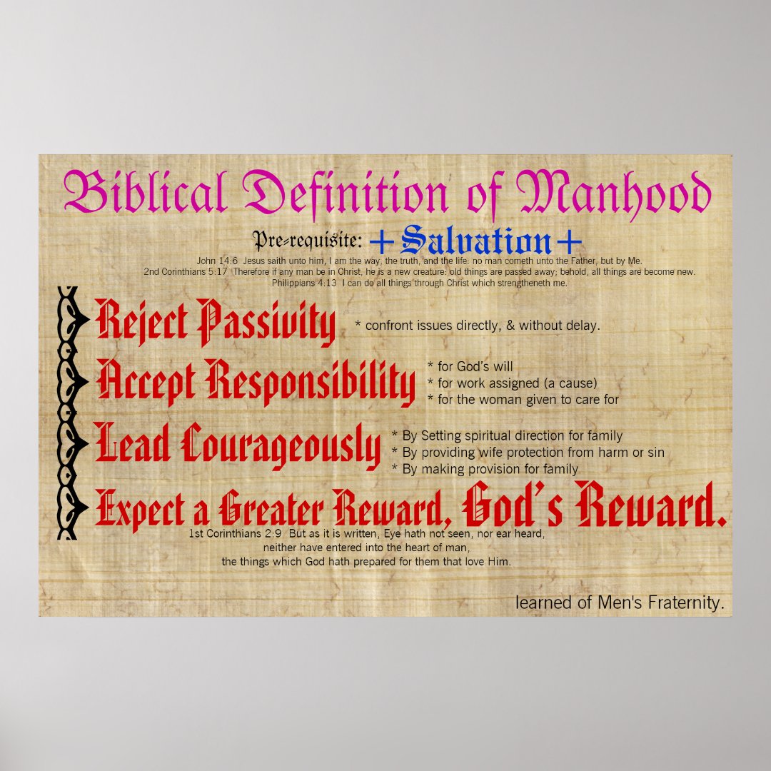 Biblical Definition of Manhood. Poster | Zazzle