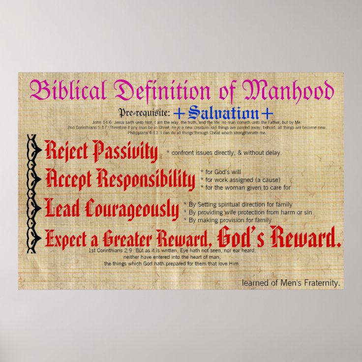 Biblical Definition of Manhood. Poster | Zazzle