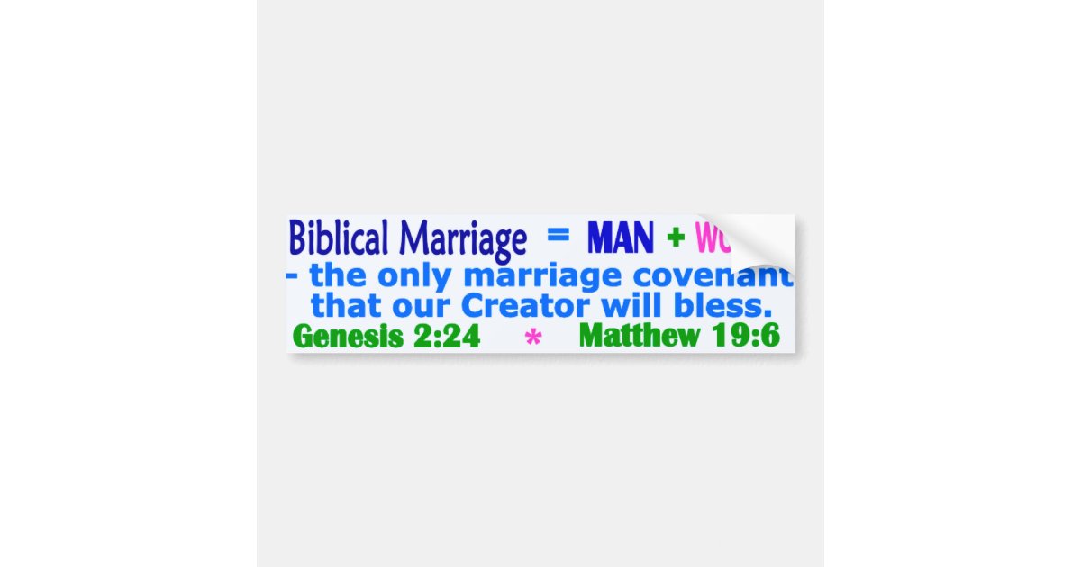 Biblical Marriage Bumper Sticker | Zazzle