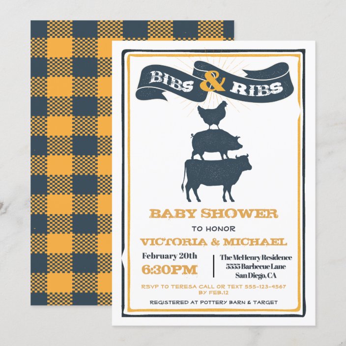 Bibs and Ribs Baby Shower BBQ Invitation | Zazzle.com