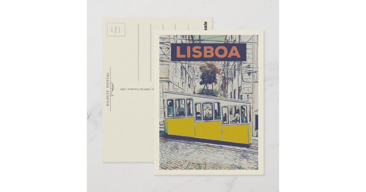 Bica Funicular Illustration, Lisbon's Iconic Charm Postcard | Zazzle