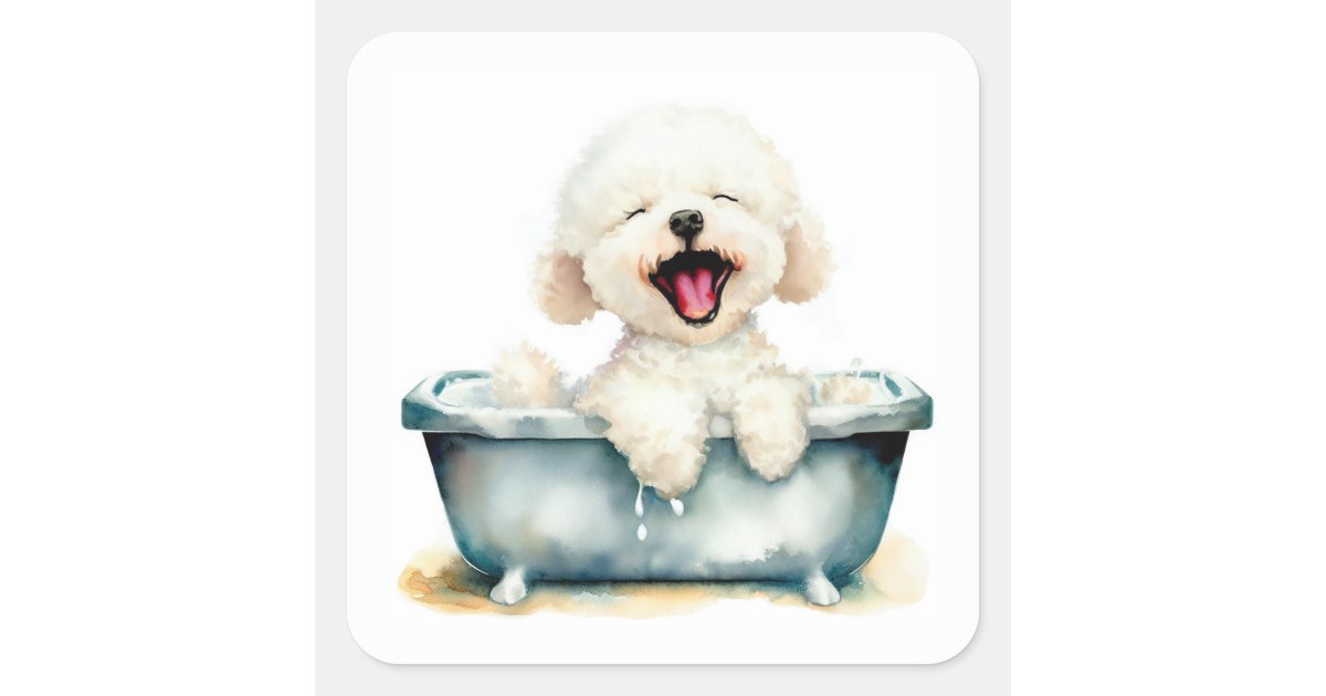 Bichon Frise Dog Square Sticker | Zazzle