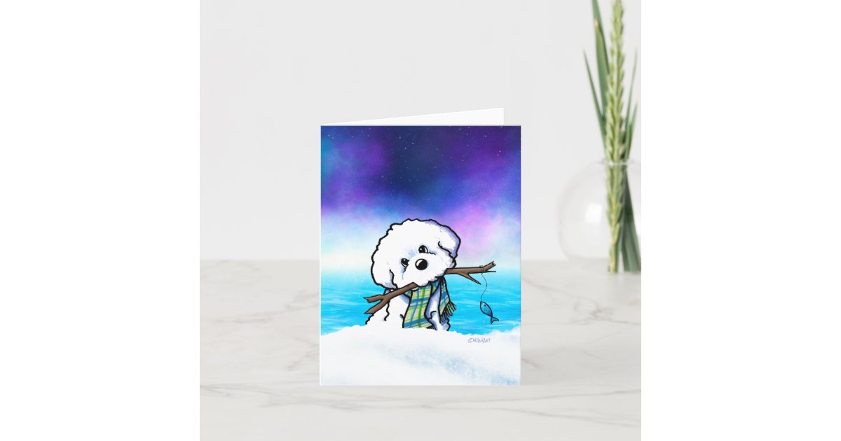 Bichon Frise Fishing Note Card | Zazzle