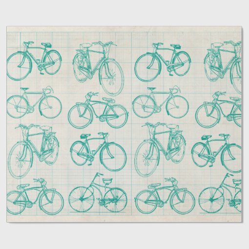 Bicycle blueprint design wrapping paper | Zazzle