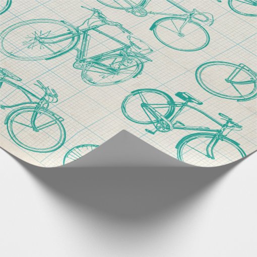 Bicycle blueprint design wrapping paper | Zazzle