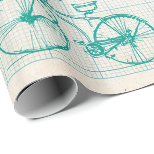 Bicycle blueprint design wrapping paper | Zazzle