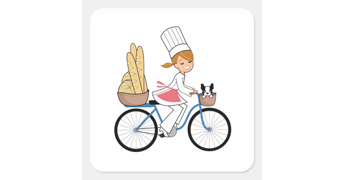 Bicycle Chef Art Sticker | Zazzle