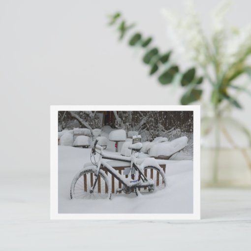 Bicycle Cycle Bicycling Cycling Waiting For Spring Postcard | Zazzle