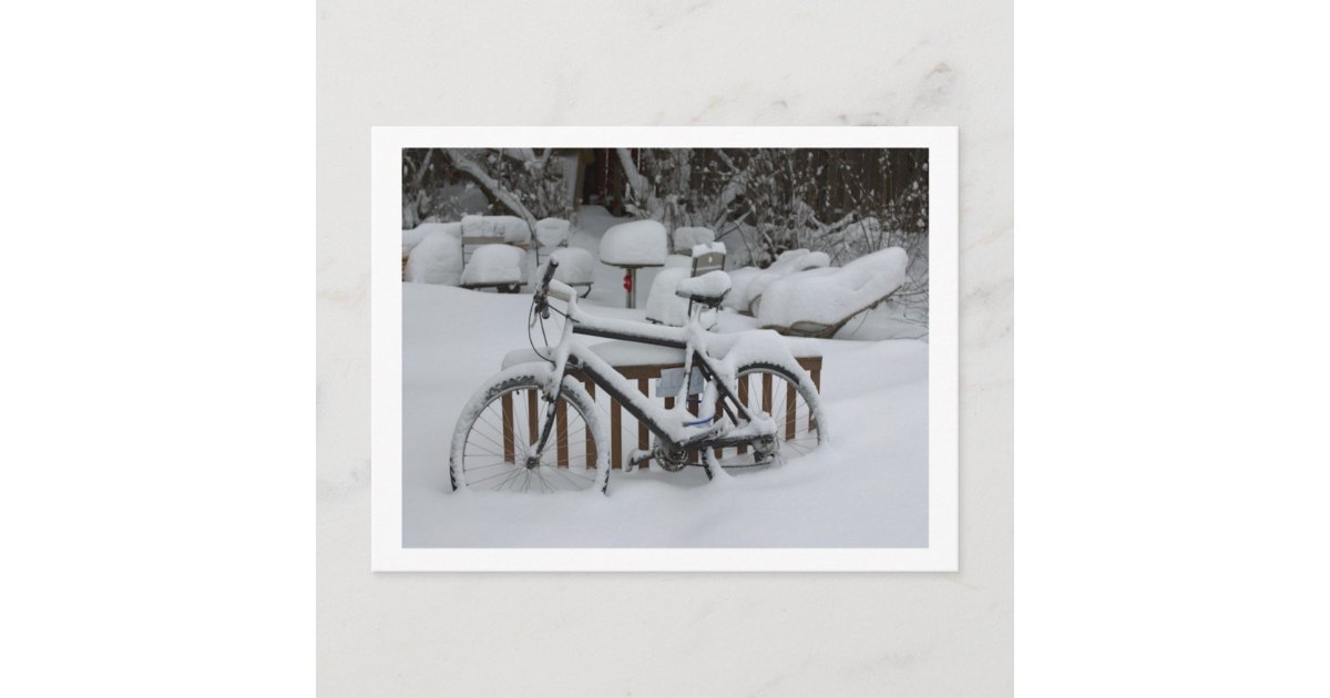 Bicycle Cycle Bicycling Cycling Waiting For Spring Postcard | Zazzle