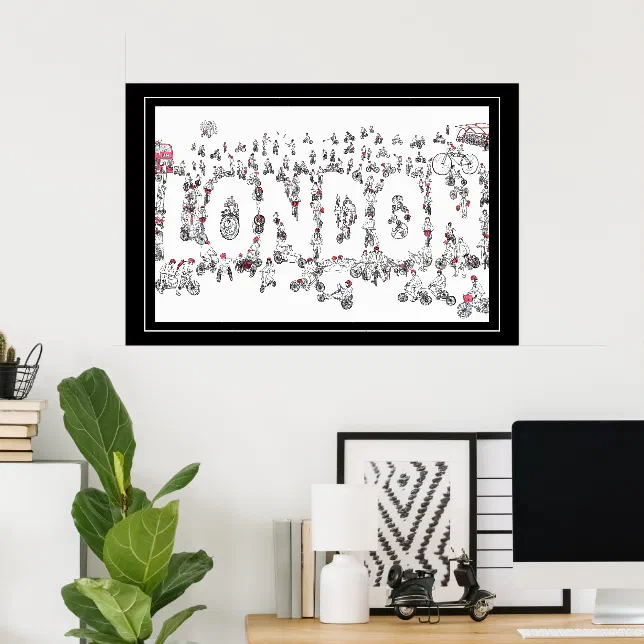 Bicycle Cycling Around London Line Art Poster | Zazzle