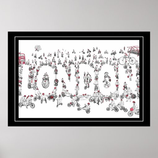 Bicycle Cycling Around London Line Art Poster | Zazzle