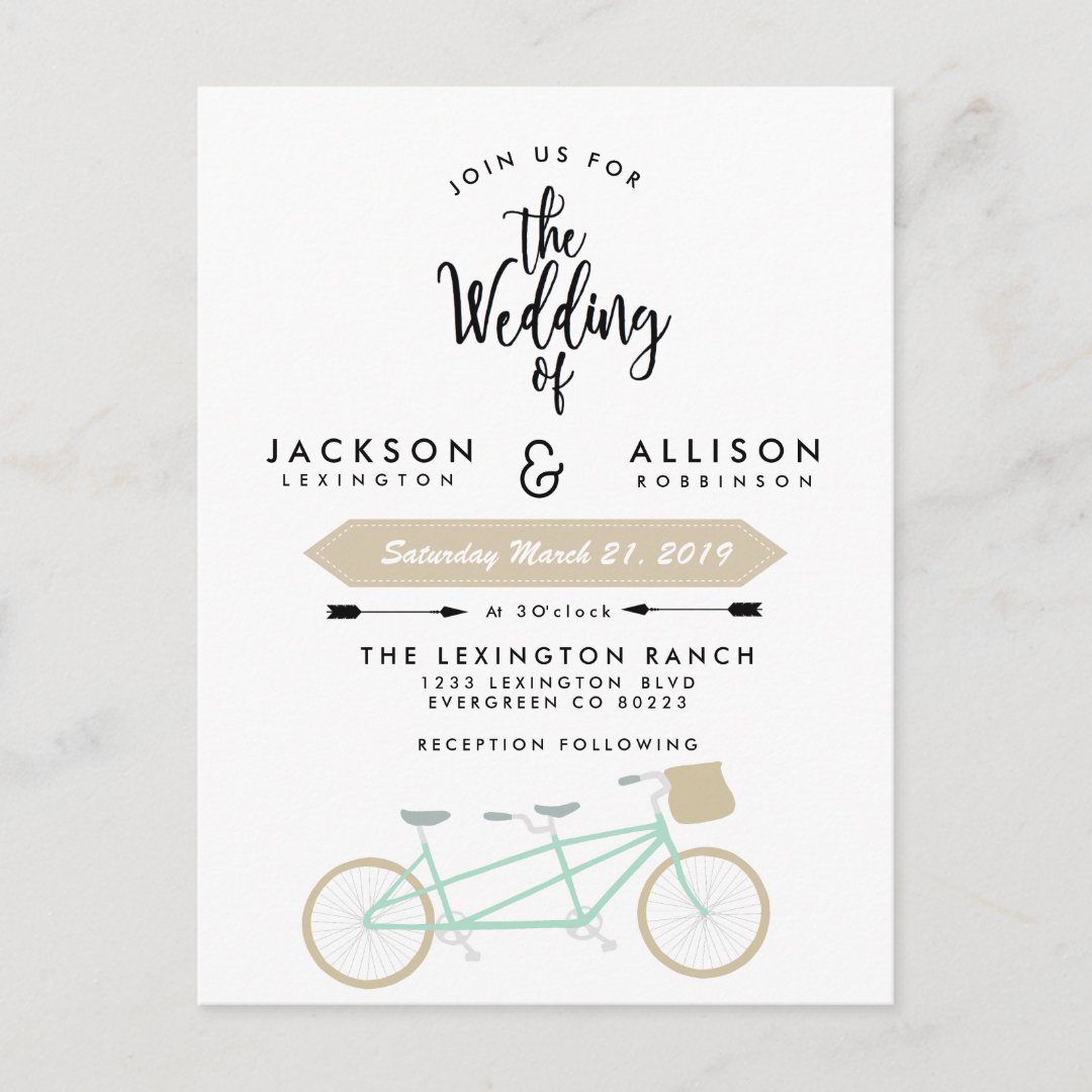 Bicycle Duo Wedding Invite | Zazzle