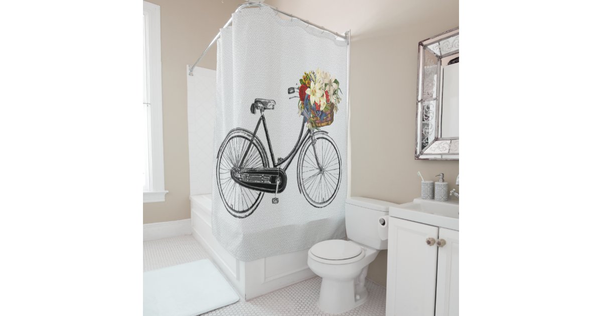 bicycle flower bike Shower curtain | Zazzle
