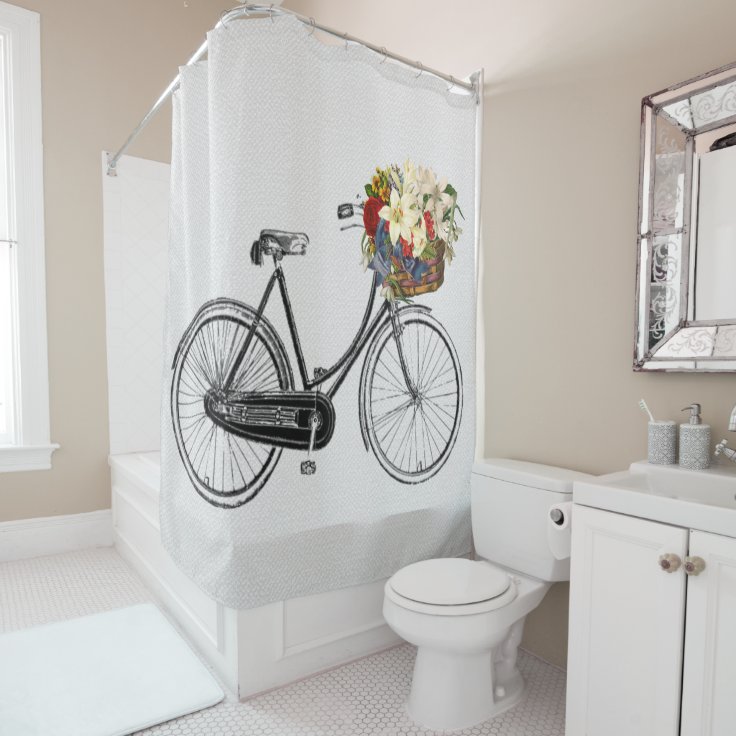 bicycle flower bike Shower curtain | Zazzle