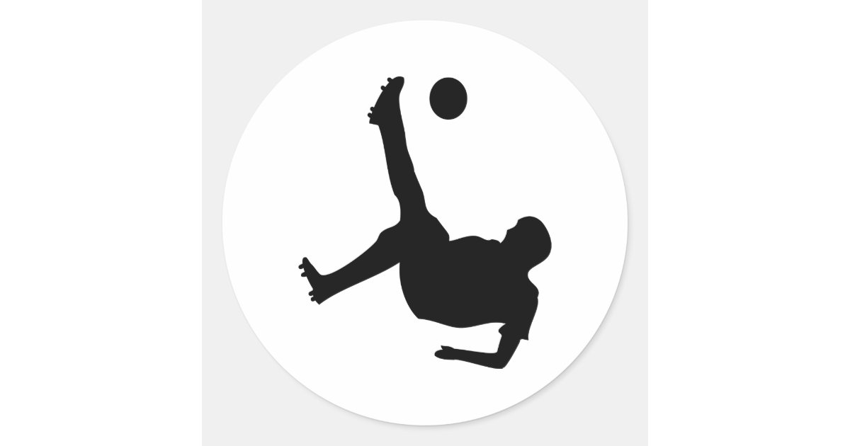 bicycle kick soccer player classic round sticker | Zazzle