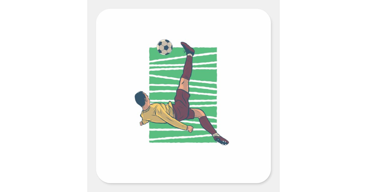 Bicycle Kick Square Sticker | Zazzle