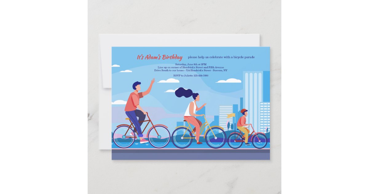 Bicycle Parade Birthday Celebration Invitation | Zazzle