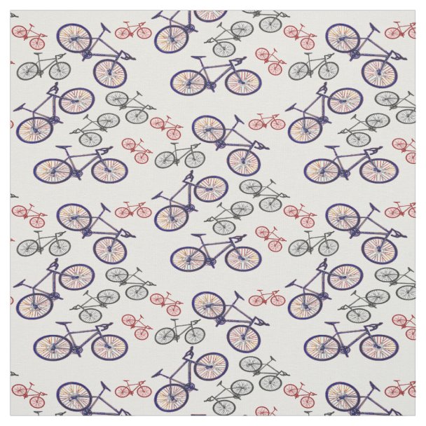 Cycle Theme Bicycle Print Fabric | Zazzle.com