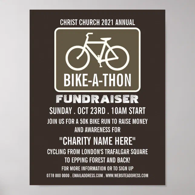 Bicycle Sign, Charity Bike-a-Thon Event Poster | Zazzle