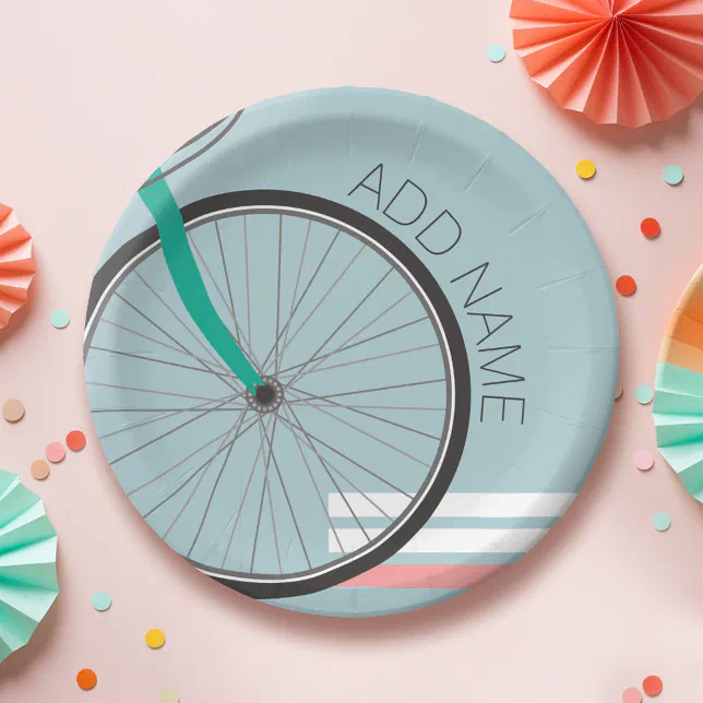 Bicycle Theme Party with Custom Text Paper Plates | Zazzle