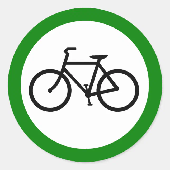 Bicycle Traffic Highway Sign Classic Round Sticker | Zazzle