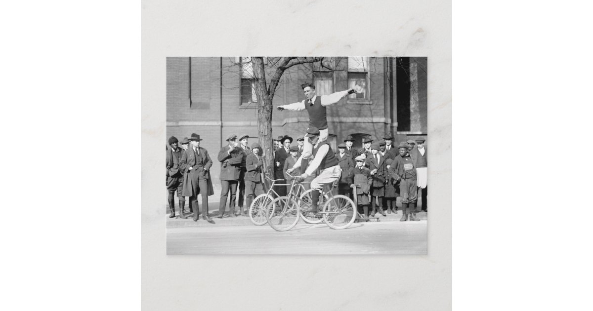 Bicycle Trick Riding, 1920s Postcard | Zazzle