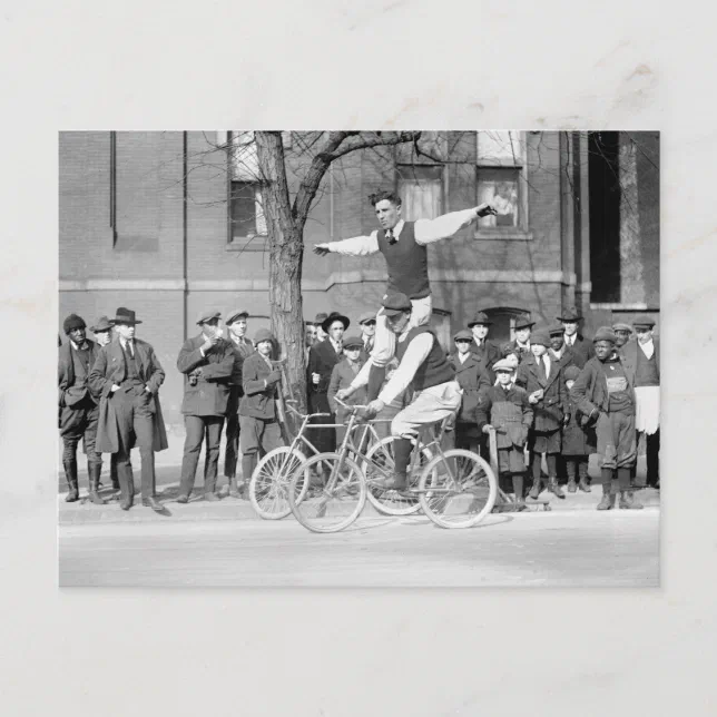 Bicycle Trick Riding, 1920s Postcard | Zazzle