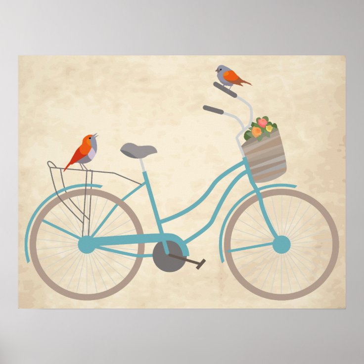 Bicycle with Birds Poster | Zazzle