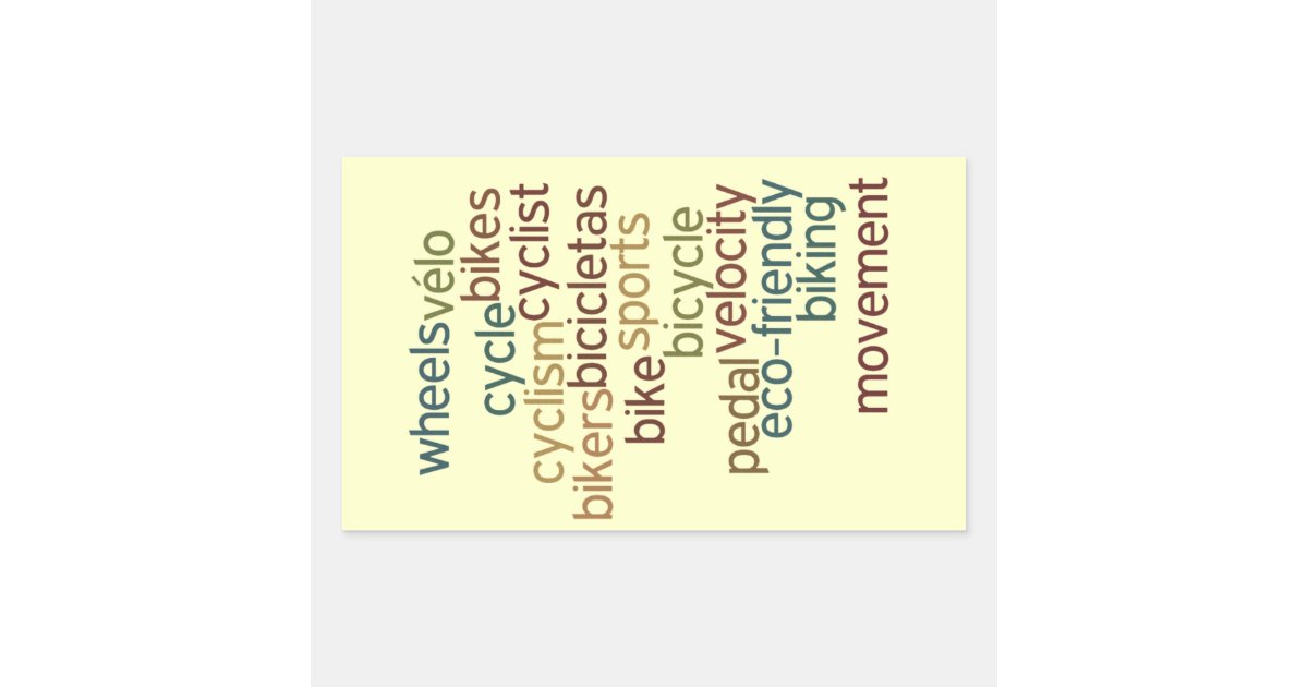 bicycle word cloud rectangular sticker | Zazzle
