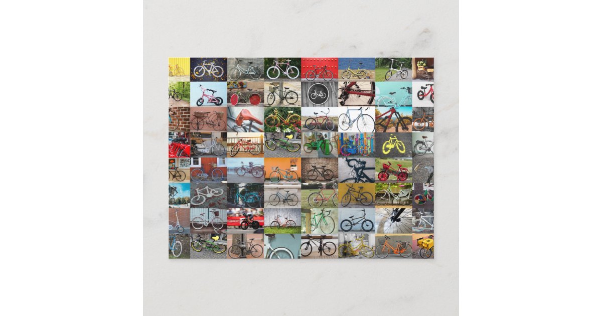 Bicycles Cycling Collage Postcard | Zazzle