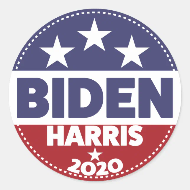 Biden Harris 2020 Button Style Classic Round Sticker | Zazzle