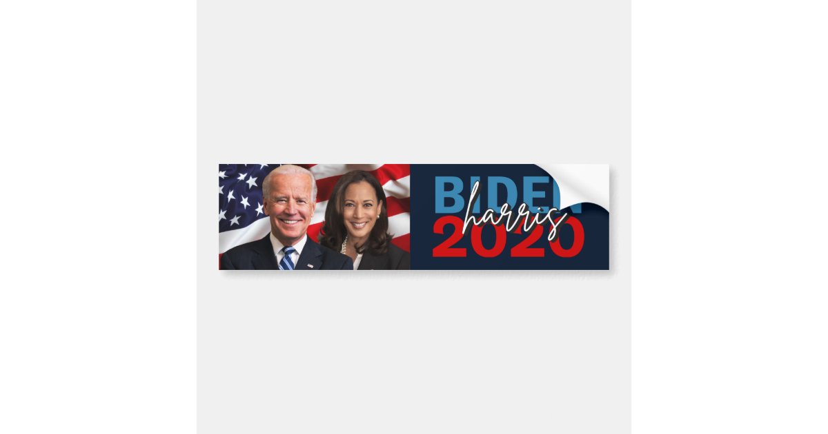Biden Harris 2020 Campaign with Patriotic Photo Bumper Sticker | Zazzle