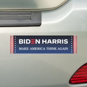 Biden Harris 2020 Make America Think Again Bumper Sticker | Zazzle