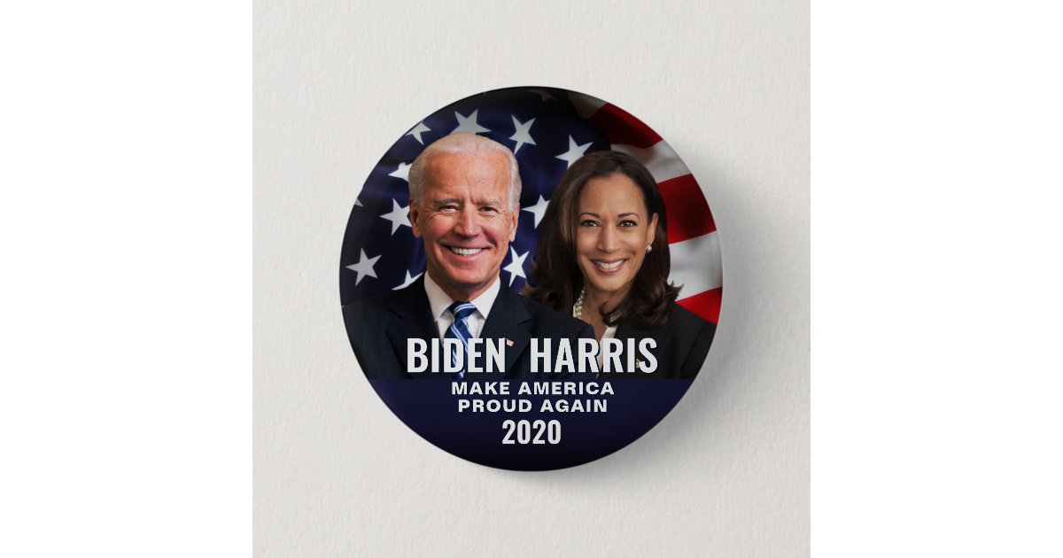 Biden Harris 2020 Patriotic Flag Photo Button | Zazzle