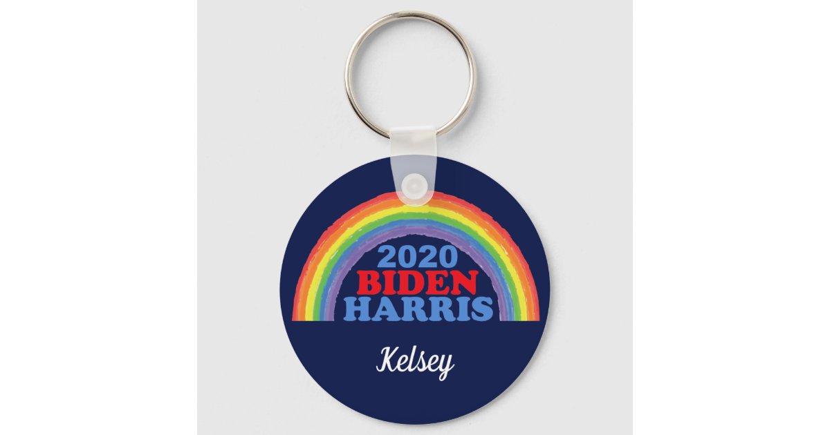 Biden Harris 2020 Rainbow Custom Keychain | Zazzle