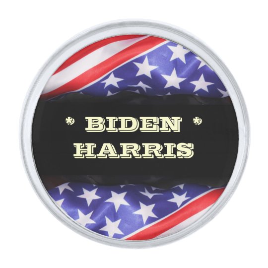 BIDEN HARRIS American Flag Silver Finish Lapel Pin | Zazzle.com